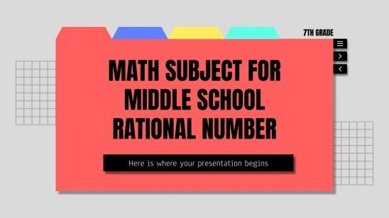 Math Subject ppt템플릿테마 Middle School - 7th Grade: Rational Num일러스트r 무료 ...